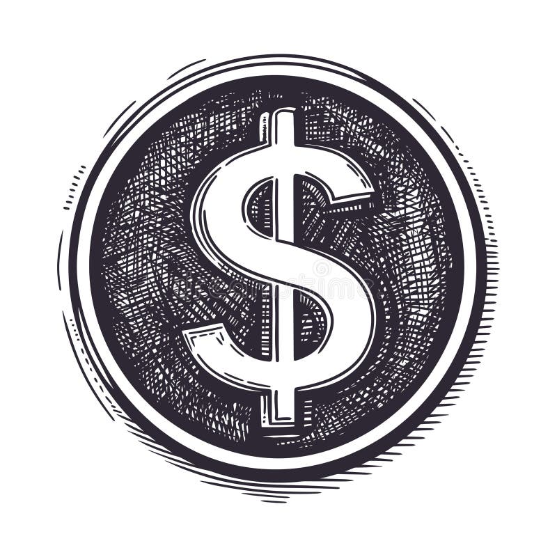 Dollar Sign in Grunge Style. Hand Drawn Vector Illustration Stock ...
