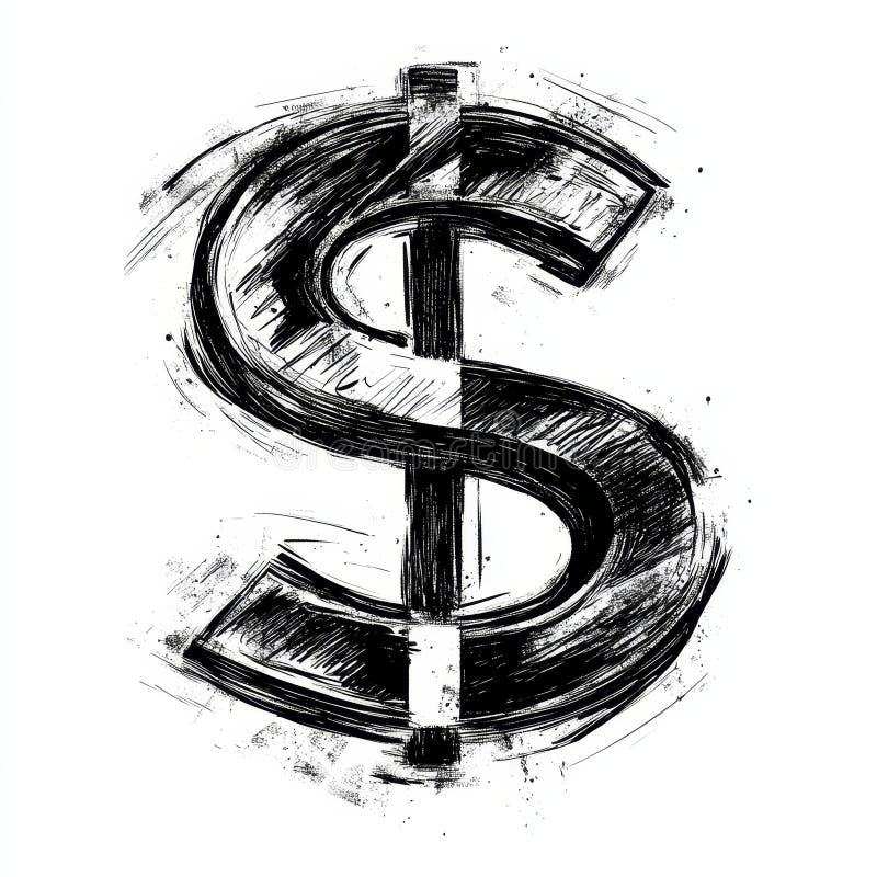 Dollar Sign in Grunge Style. Hand Drawn Vector Illustration Stock ...