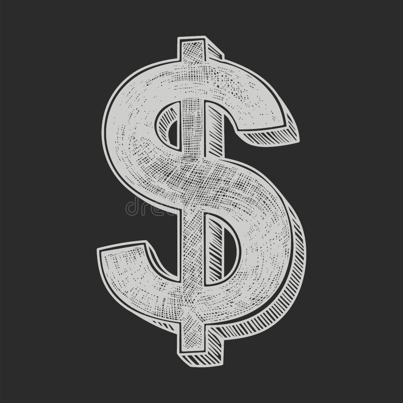 Dollar Sign. Hand Drawn Sketch Style Vector Illustration Isolated on ...