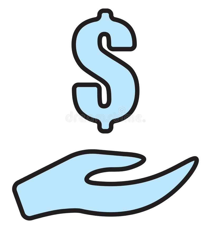Dollar sign on hand, icon stock vector. Illustration of vector - 260372832
