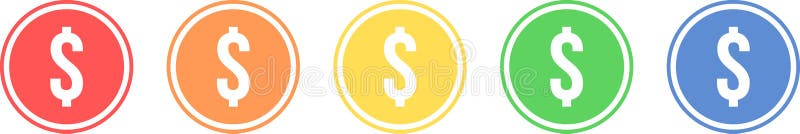 Dollar Sign Icon Set. Dollar Sign Icon in Various Colors. Stock Vector ...