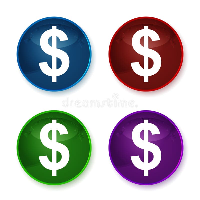 Dollar Sign Icon Shiny Round Buttons Set Illustration Stock Vector ...