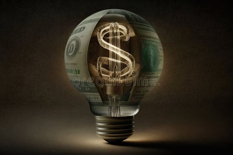 Dollar Sign Inside a Light Bulb, Created with Generative AI Technology ...
