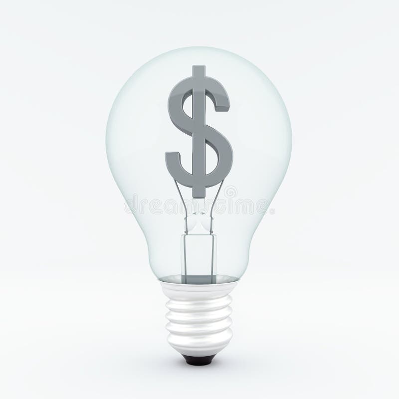 Dollar Sign in Light Bulb, Concept of Effective Business Innovations 3d ...