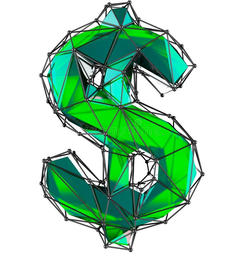 Dollar Sign Made in Low Poly Style Green Color Isolated on White ...