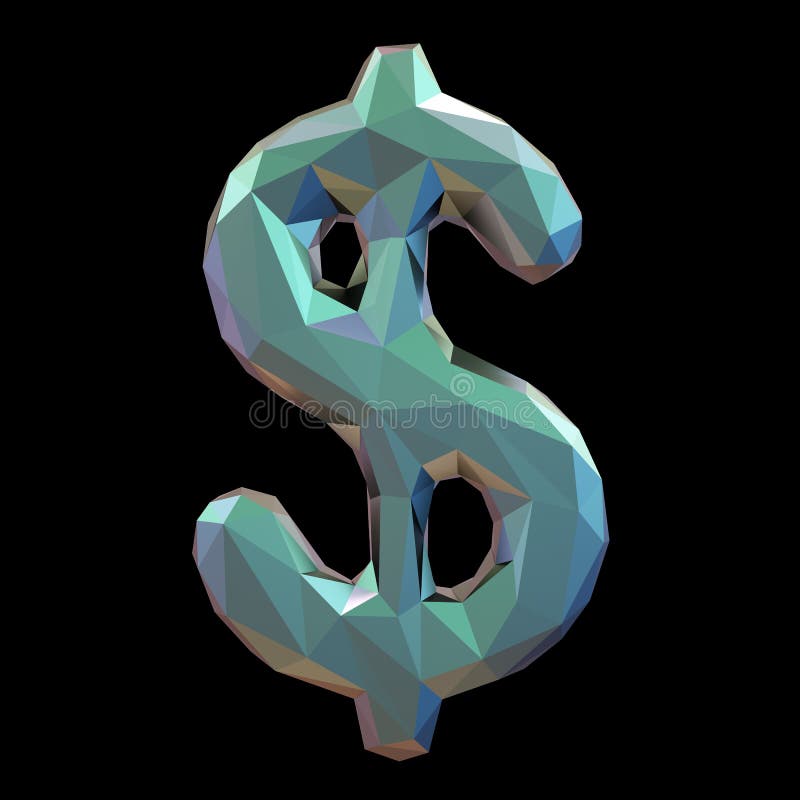 Dollar Sign Made in Low Poly Style Isolated on Black Background. Stock ...
