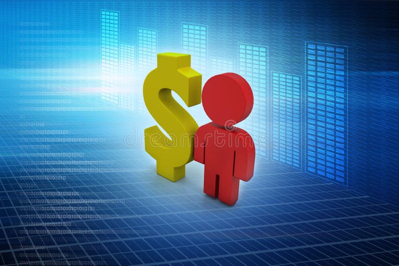 Dollar sign with man stock illustration. Illustration of business ...