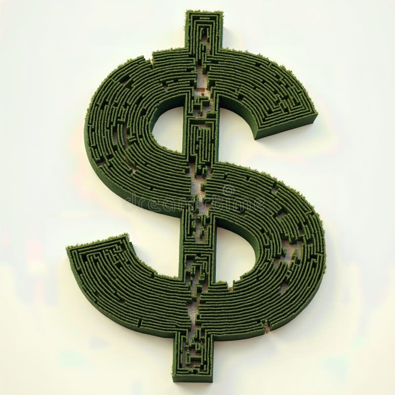 Dollar Sign Maze stock illustration. Illustration of digital - 338616352