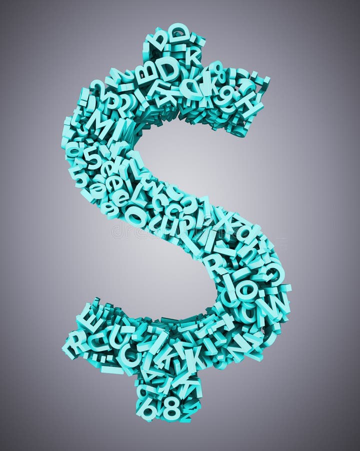 Dollar Sign Money Shape, 3d Characters Big Data, 3D Illustration Stock ...