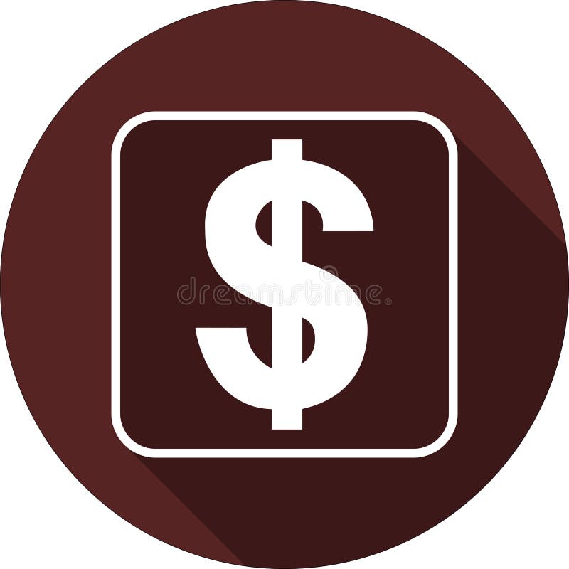 Dollar Sign in the Outline of a Square with a Shadow on a Circle Stock ...