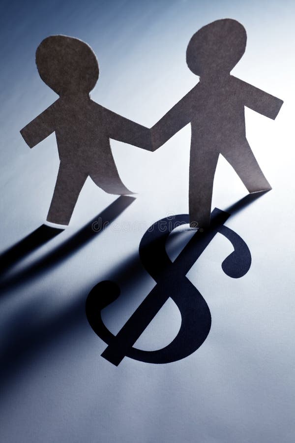 Dollar Sign and Paper Chain Men Stock Photo - Image of teamwork ...