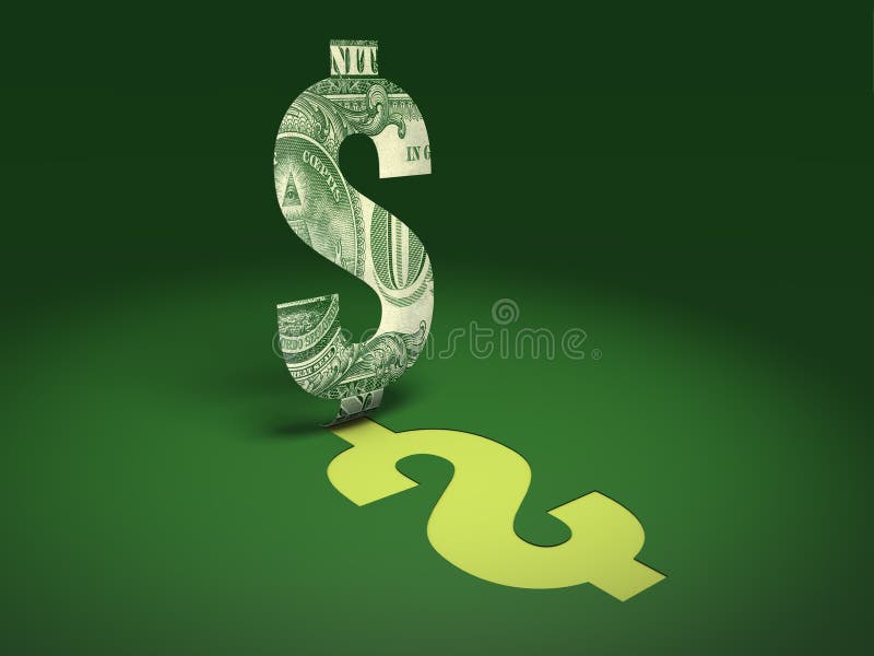 Dollar Sign from Paper. Concept 3D Illustration. Stock Illustration ...