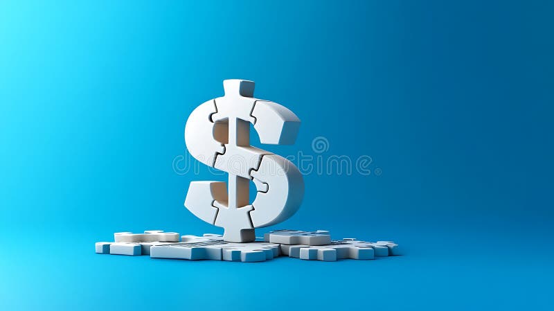 Dollar Sign Puzzle Pieces on Blue Background Stock Image - Image of ...
