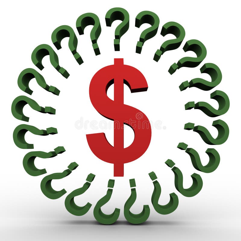 Dollar Sign On Question Marks Stock Illustration - Illustration of ...