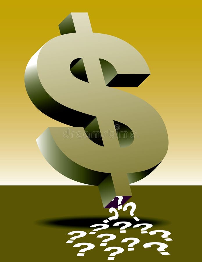 Dollar Sign and Question Marks Stock Vector - Illustration of worry ...
