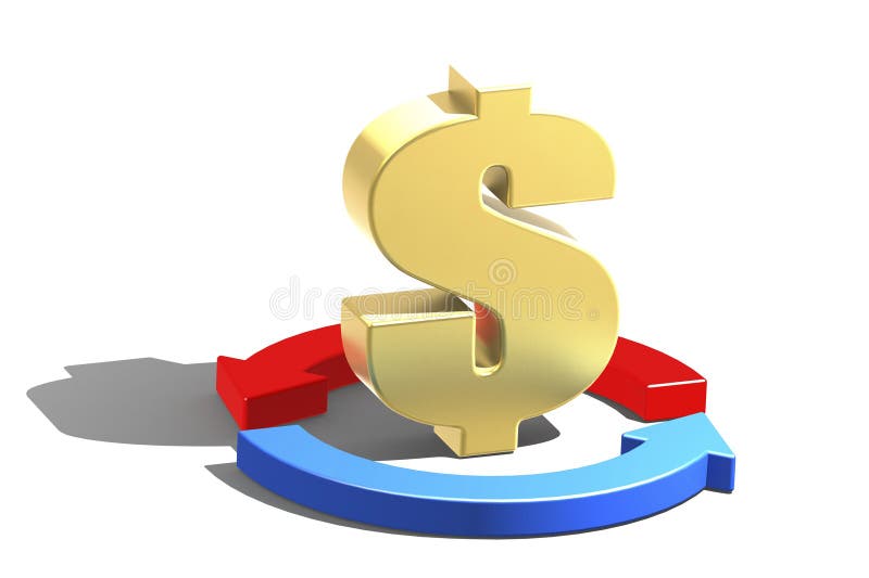 Dollar Sign with Red and Blue Arrows Stock Illustration - Illustration ...