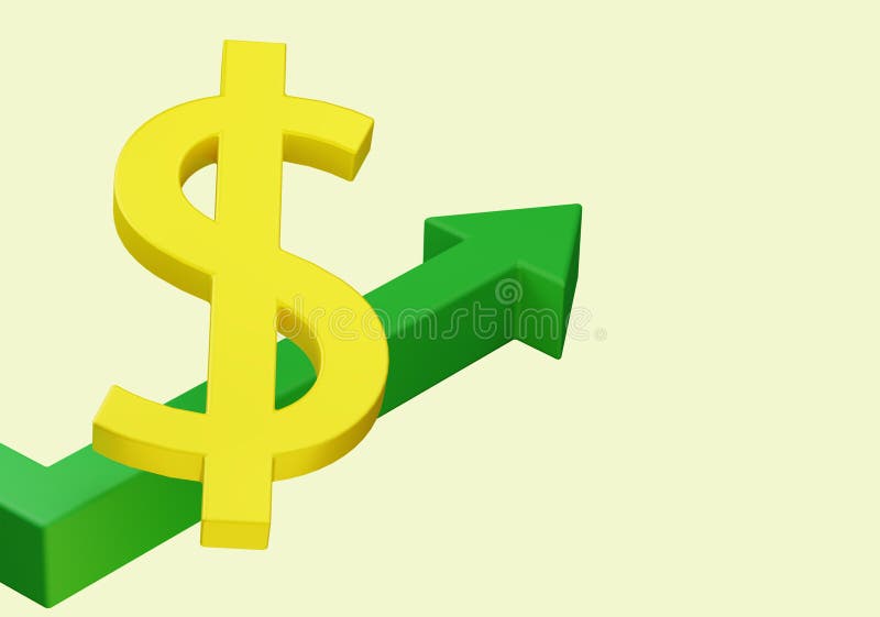 Dollar Sign and Rising Arrow. Finance Concept 3d Render. Stock ...