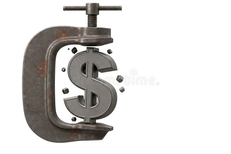 A Dollar Sign in a Rusty Vice, Symbolizing Financial Pressure. Space ...