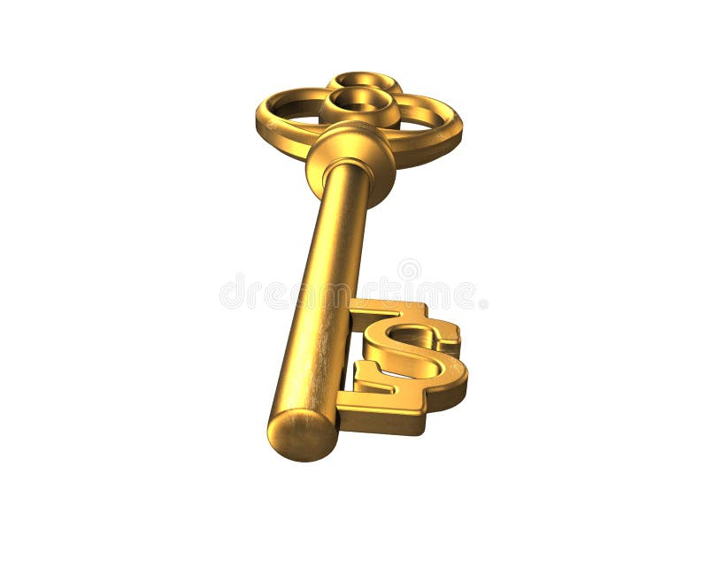 Dollar Sign Shape Golden Treasure Key Stock Illustration - Illustration ...