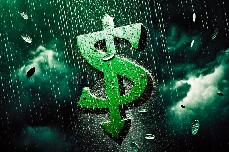 Dollar Sign is Shown in the Rain Generative AI Stock Illustration ...