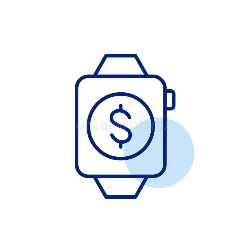 Dollar Sign on Smart Watch. E-walled, RFID Contactless Payments. Pixel ...
