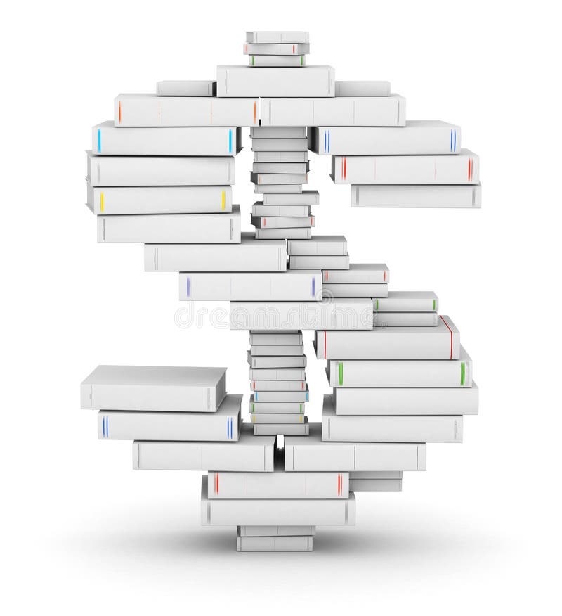 Dollar Sign, Stacked from Blank Books Stock Illustration - Illustration ...