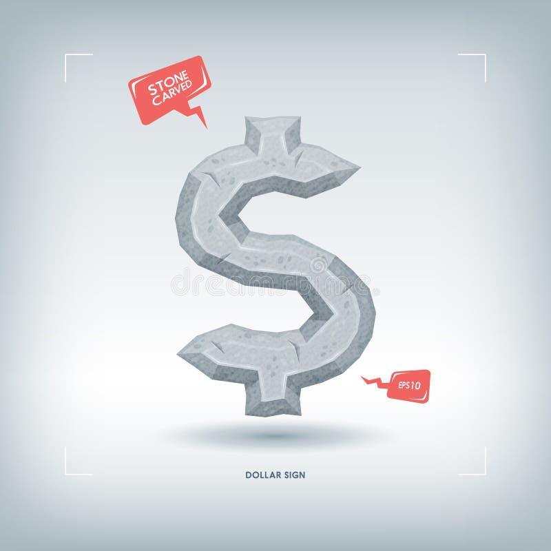 Dollar Sign. Stone Carved Typeface Element. Vector Illustration. Stock ...