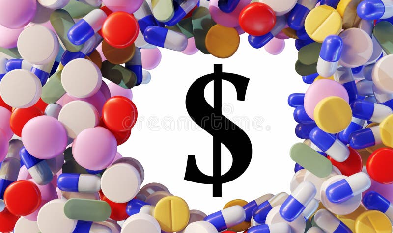 A Dollar Sign Surrounded by Colorful Drug Capsules Stock Illustration ...