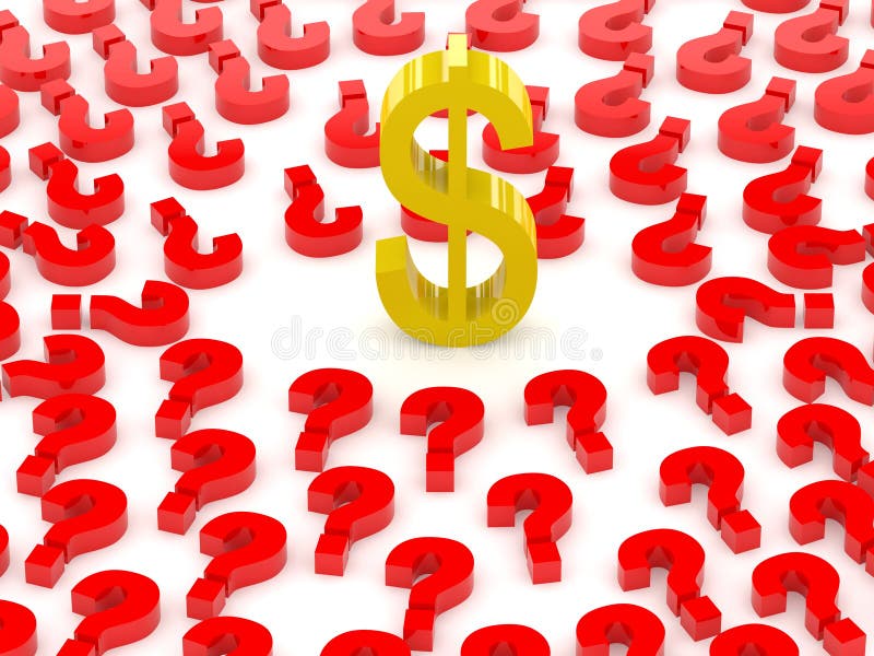 Dollar Sign Surrounded by Question Marks. Stock Illustration ...