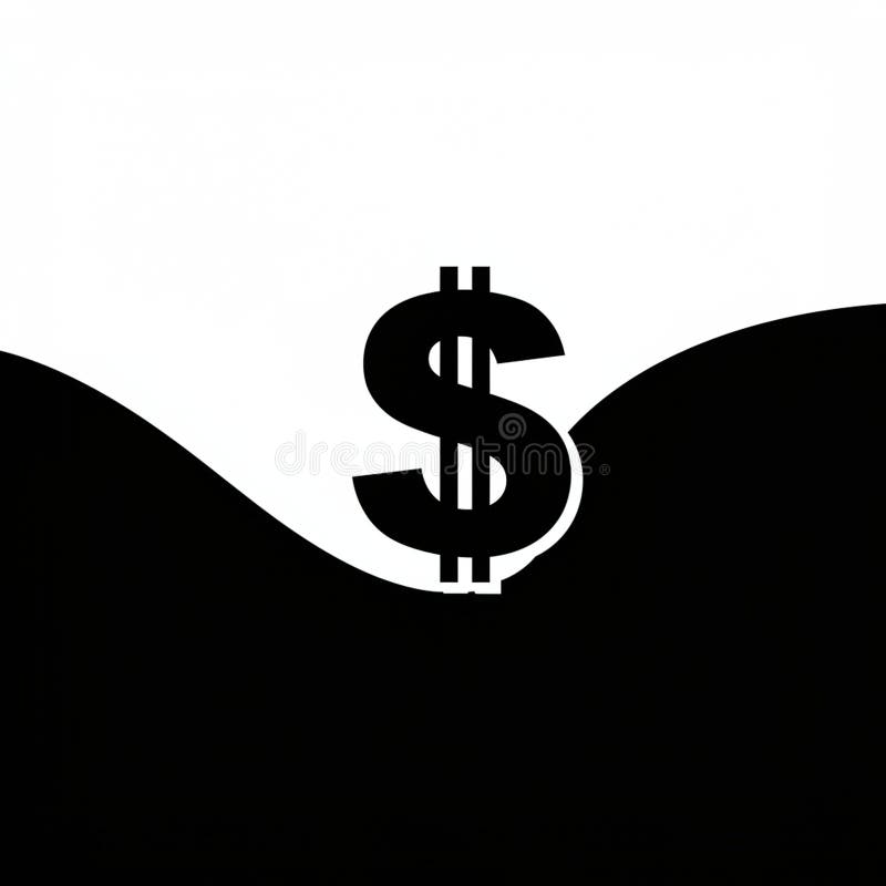 A Dollar Sign Symbol in Solid Black is Prominently Displayed Against a ...