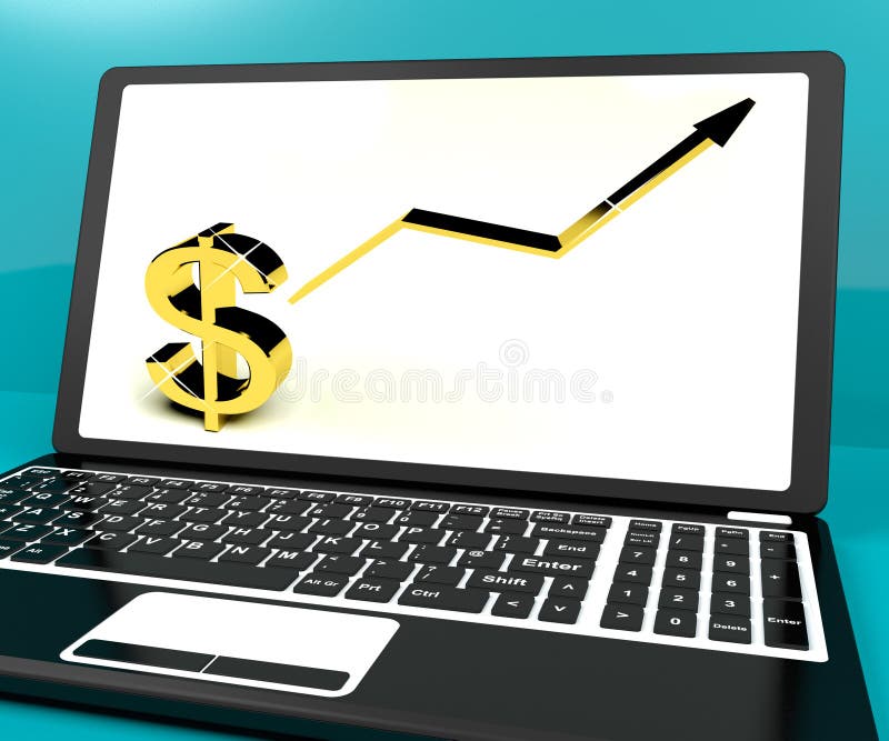 Dollar Sign and Up Arrow on Computer Stock Image - Image of earning ...