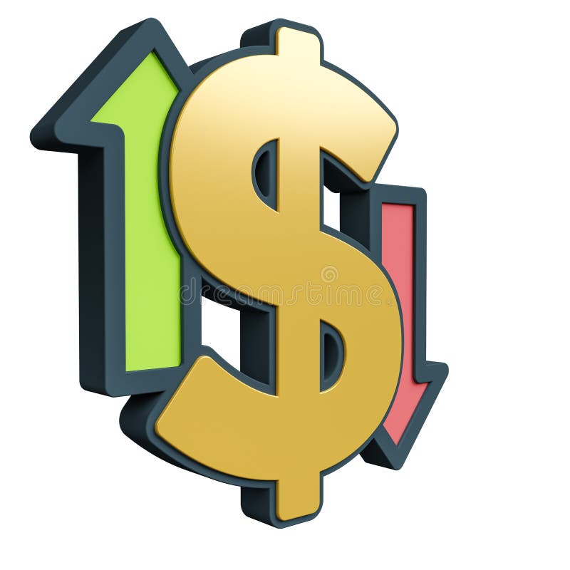 Dollar Sign with Up and Down Arrows Left Side View 3d Icons Render ...