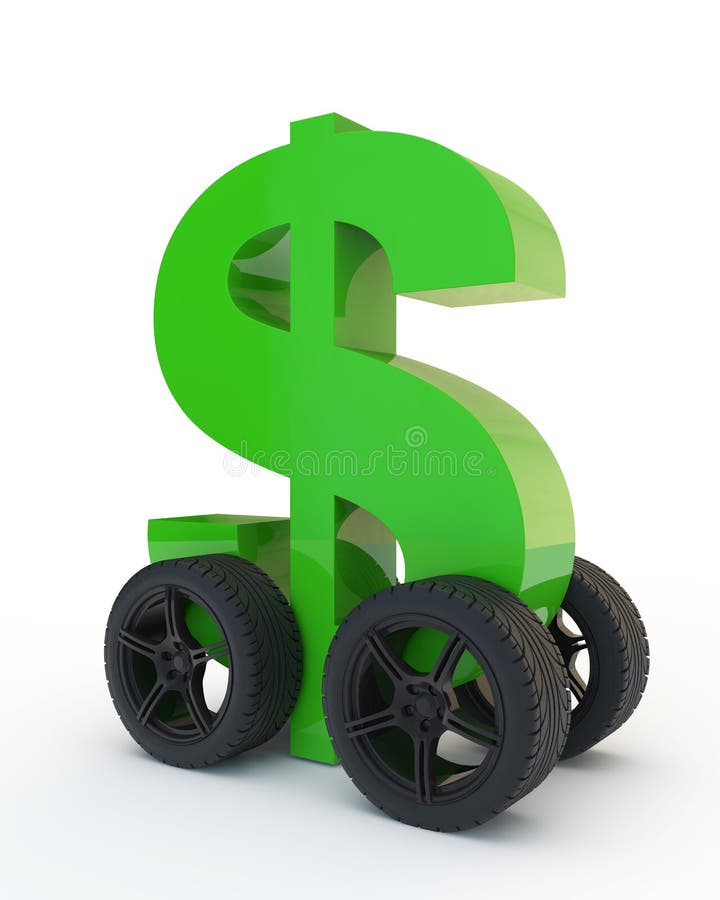 Dollar sign on wheels stock illustration. Illustration of bank - 54297058