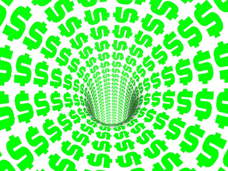 Dollar Signs Falling Down Hole Stock Illustration - Illustration of ...