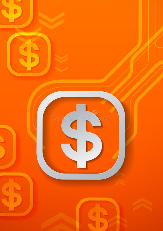 Dollar Signs on Orange Technology Background Stock Vector ...