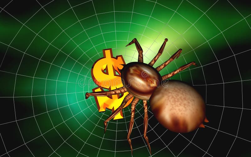 Dollar and spider stock illustration. Illustration of economy - 3266469