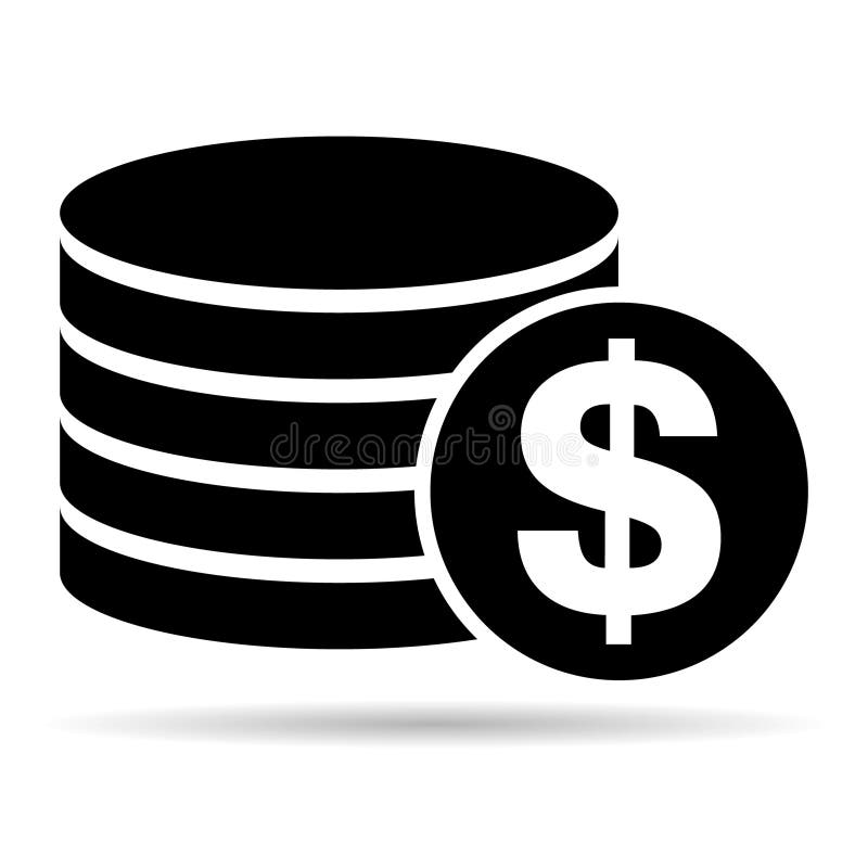 Dollar Stack Shadow Coin, Flat Icon Money Design, Cash Sign Vector ...