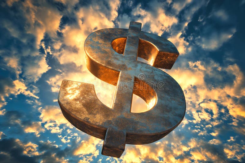 Dollar Symbol Against the Backdrop of a Beautiful Sunrise or Sunset in ...