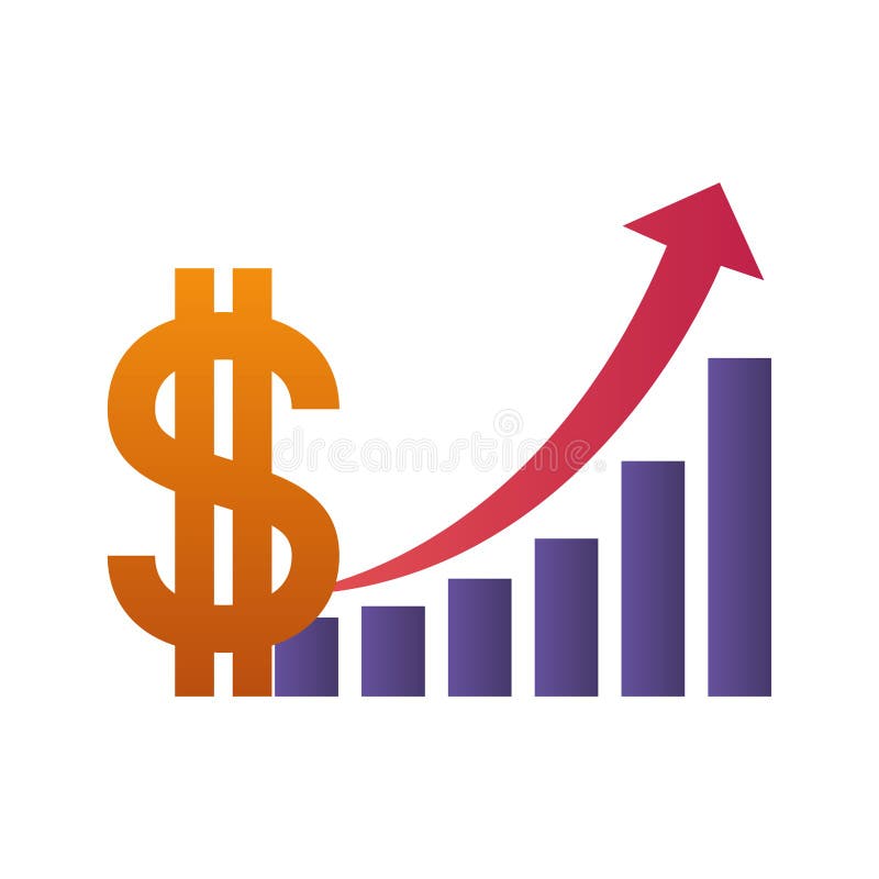 Dollar Symbol with Bar Graph Isolated Icon Stock Vector - Illustration ...