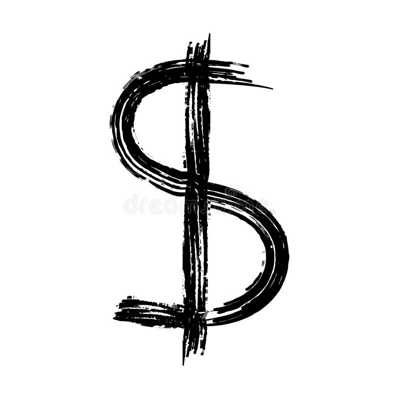 Dollar Symbol Black Brush Drawing, Vector Stock Vector - Illustration ...