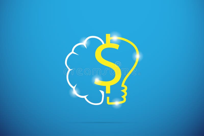 Dollar Symbol with Brain and Lightbulb, Idea and Business Concept Stock ...