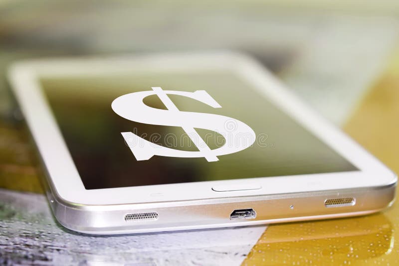 Dollar Symbol on the Cell Phone Screen . Stock Image - Image of amount ...