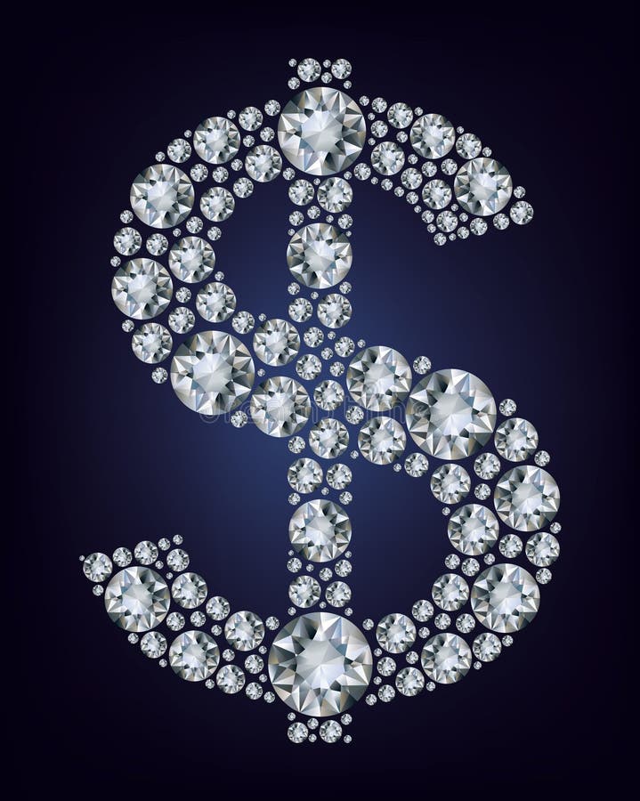 Bling-bling. Dollar Symbol in Diamonds. Stock Vector - Illustration of ...
