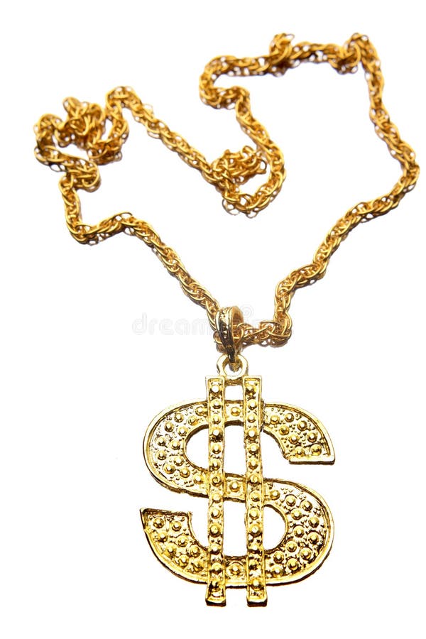 Gold Dollar sign necklace stock image. Image of shiny - 6781907