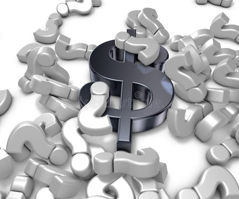 Dollar Symbol and Question Marks Stock Illustration - Illustration of ...