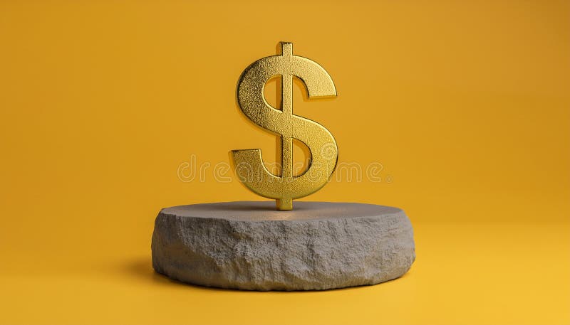 Dollar Symbol on Round Stone Pedestal. Symbol of Approval Stock ...