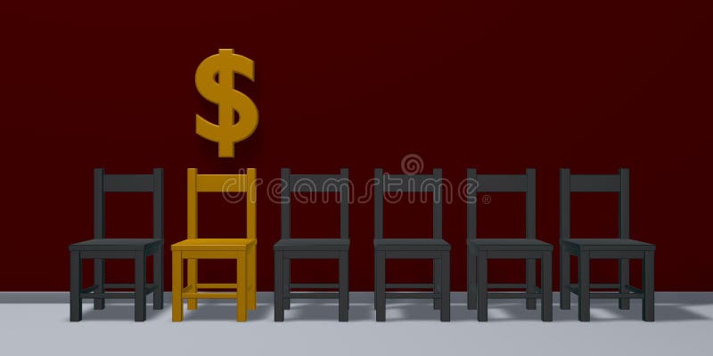 Dollar Symbol and Row of Chairs Stock Illustration - Illustration of ...
