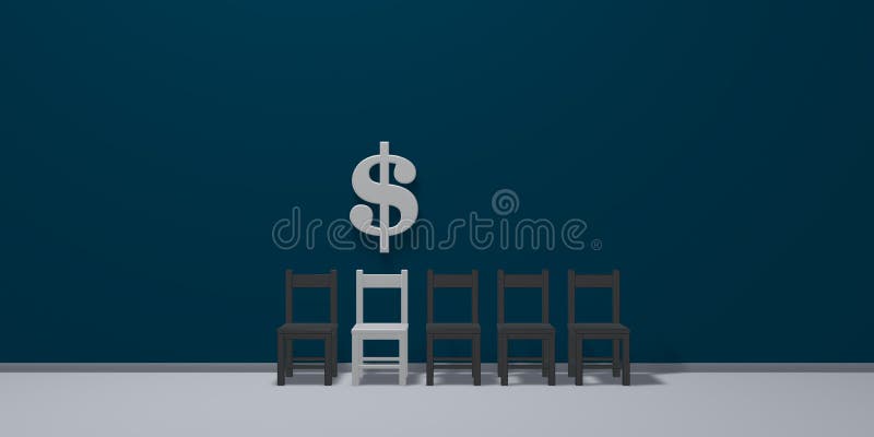 Dollar Symbol and Row of Chairs Stock Illustration - Illustration of ...