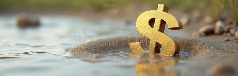 Dollar Symbol Sinks Quicksand, Symbolizing Inflation Economic Downturn ...