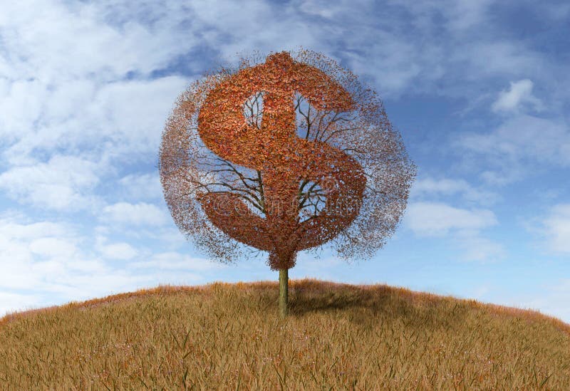 Dollar symbol on a tree stock illustration. Illustration of ...